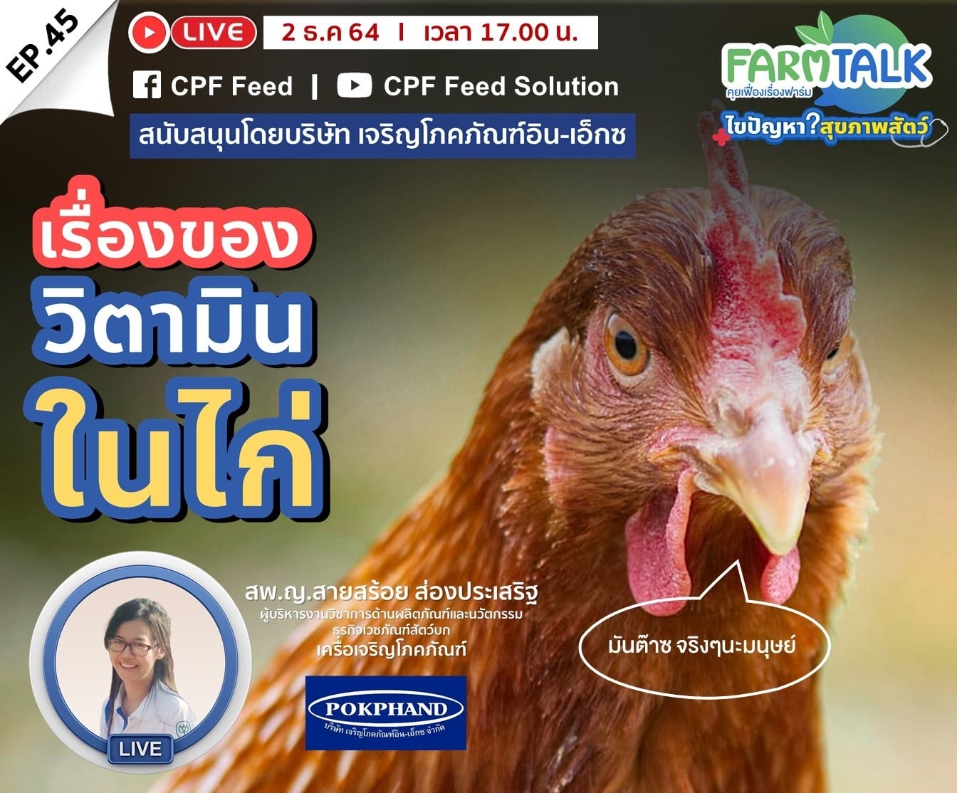 Farm Talk คุยเฟื่องเรื่องฟาร์ม l EP.45 l เรื่องของ วิตามินในไก่ l - CPF Feed Solution