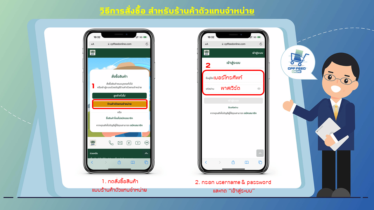 การสั่งซื้อจากร้านค้าไปยังโรงงาน - CPF Feed Solution